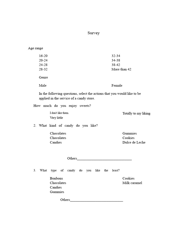 Survey Confectionery | PDF | Candy | Chess Openings