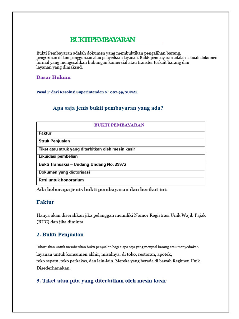 Jenis dan Fungsi Bukti Pembayaran | PDF