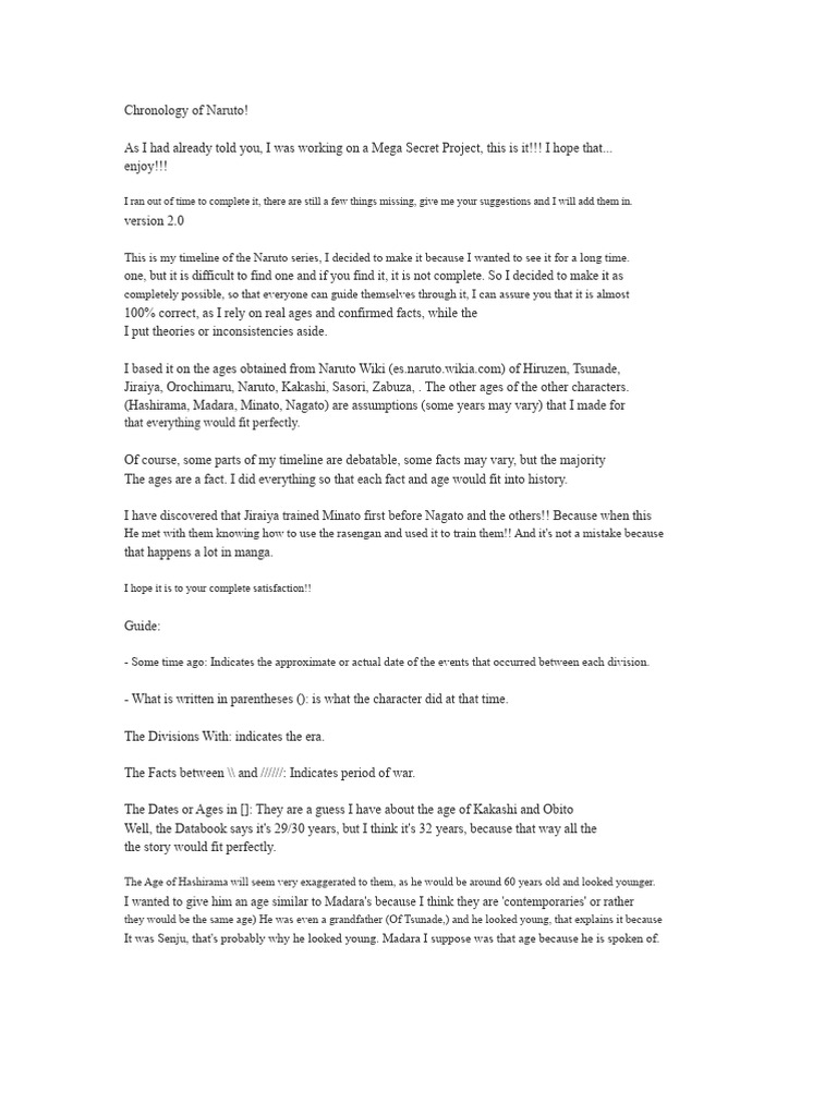 Chronology of Naruto | PDF | Works About Child Soldiers