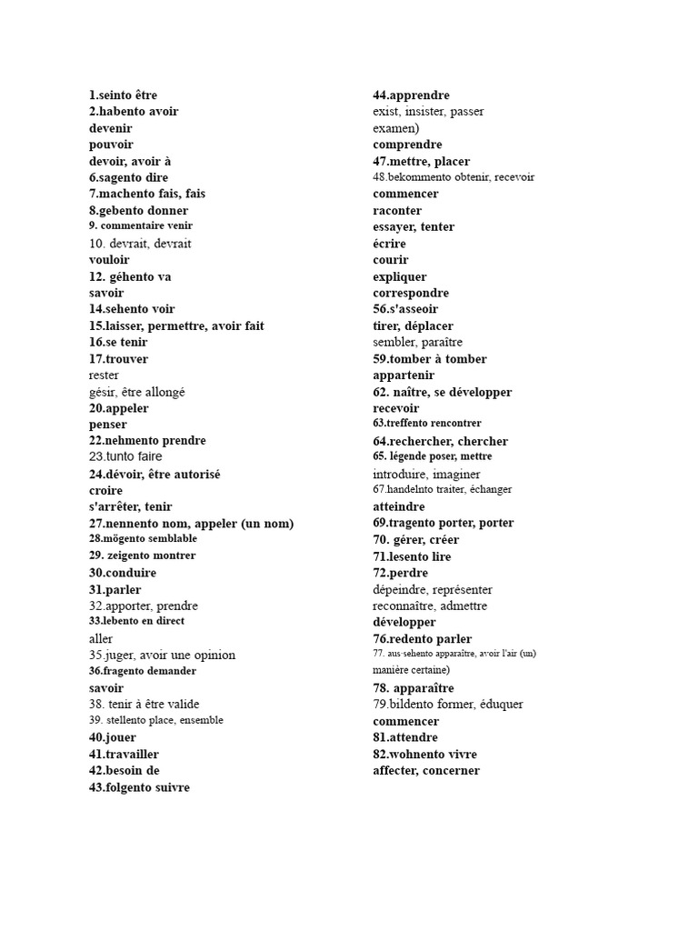 Liste de verbes essentiels en français | PDF