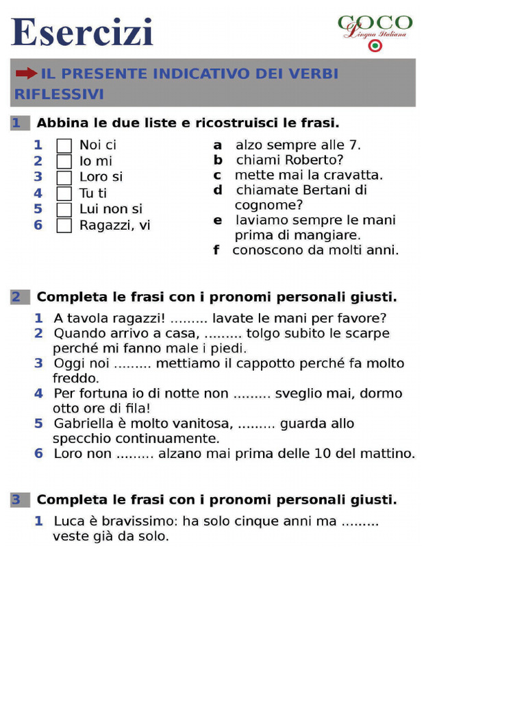 Reflexive Verbs Practice Exercises | PDF