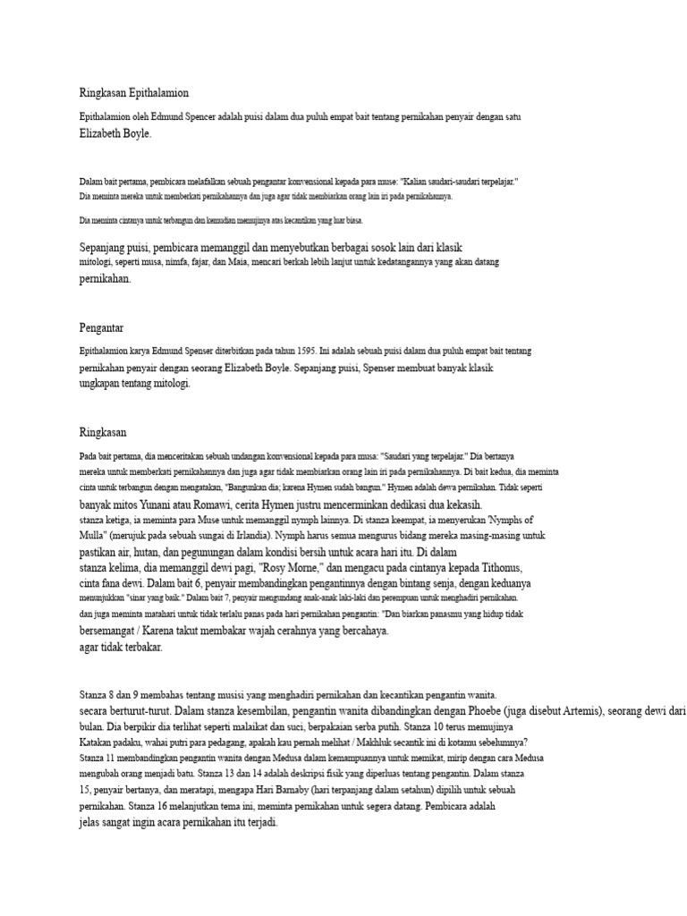 Ringkasan Epithalamion | PDF