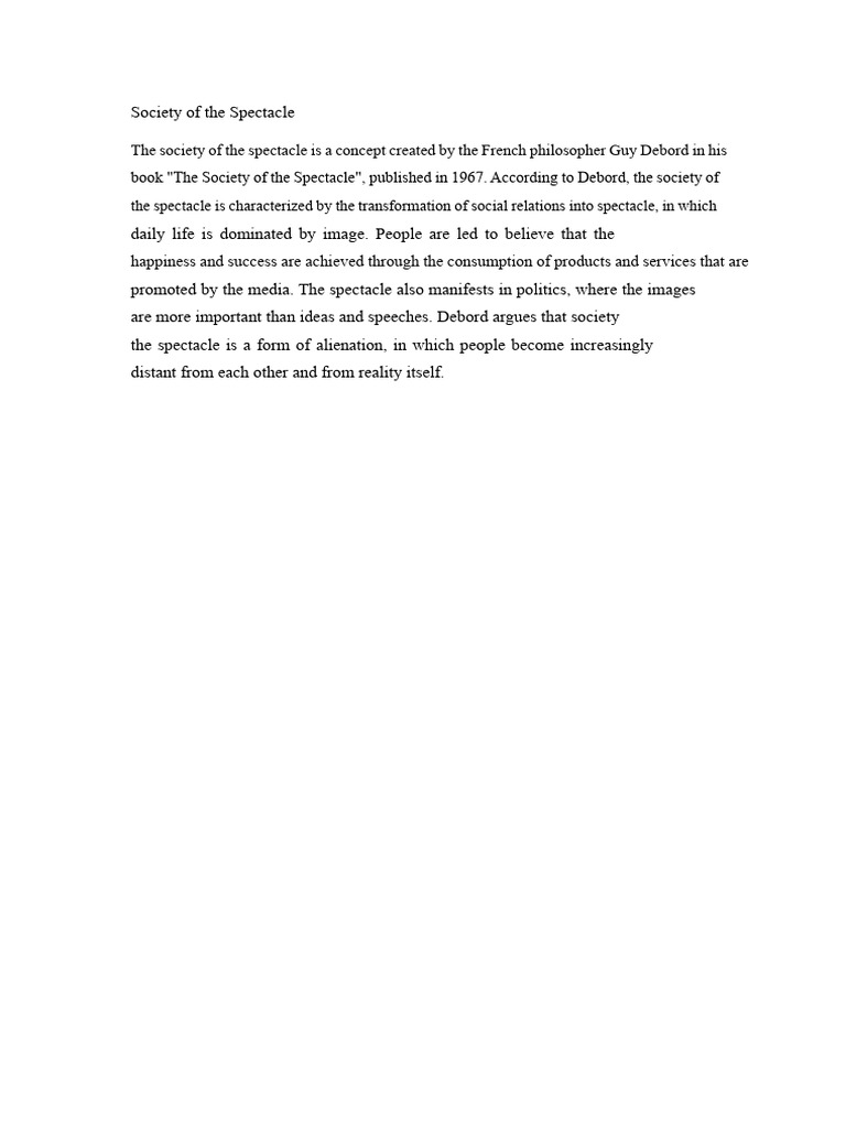 Society of The Spectacle PDF | PDF
