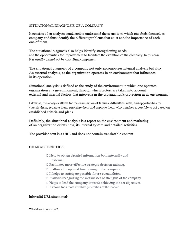 Situational Diagnosis of A Company | PDF | Swot Analysis | Business ...
