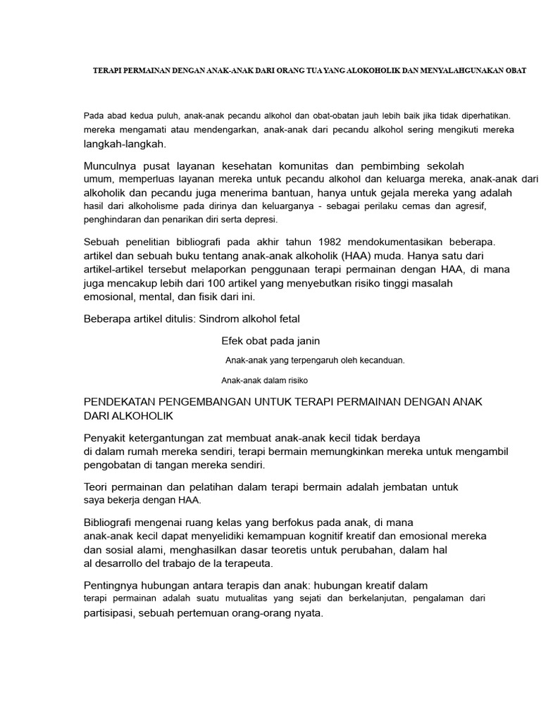 Terapi Permainan Dengan Anak-Anak Dari Orang Tua Yang Alkoholik Dan ...