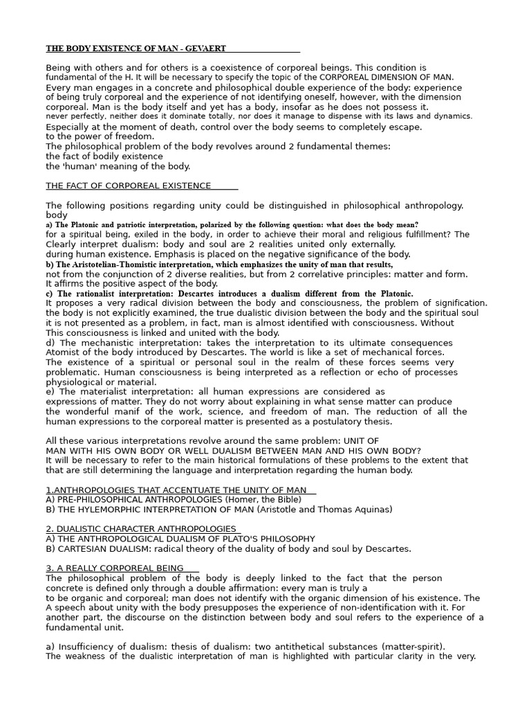 Understanding Human Corporeal Existence | PDF | Existence | Soul