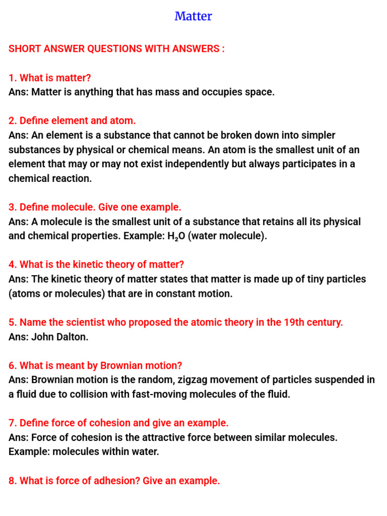 Understanding Matter: Key Concepts Explained | PDF | Liquids | Gases