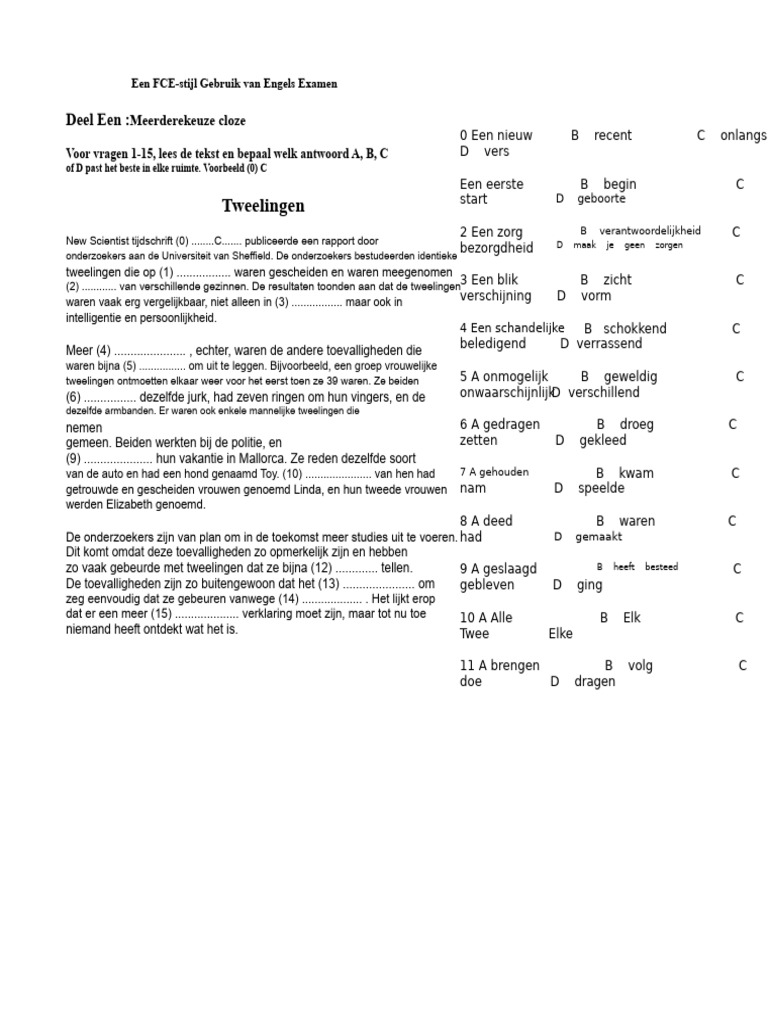 Examen - FCE Oefentest - Gebruik Van Het Engels | PDF
