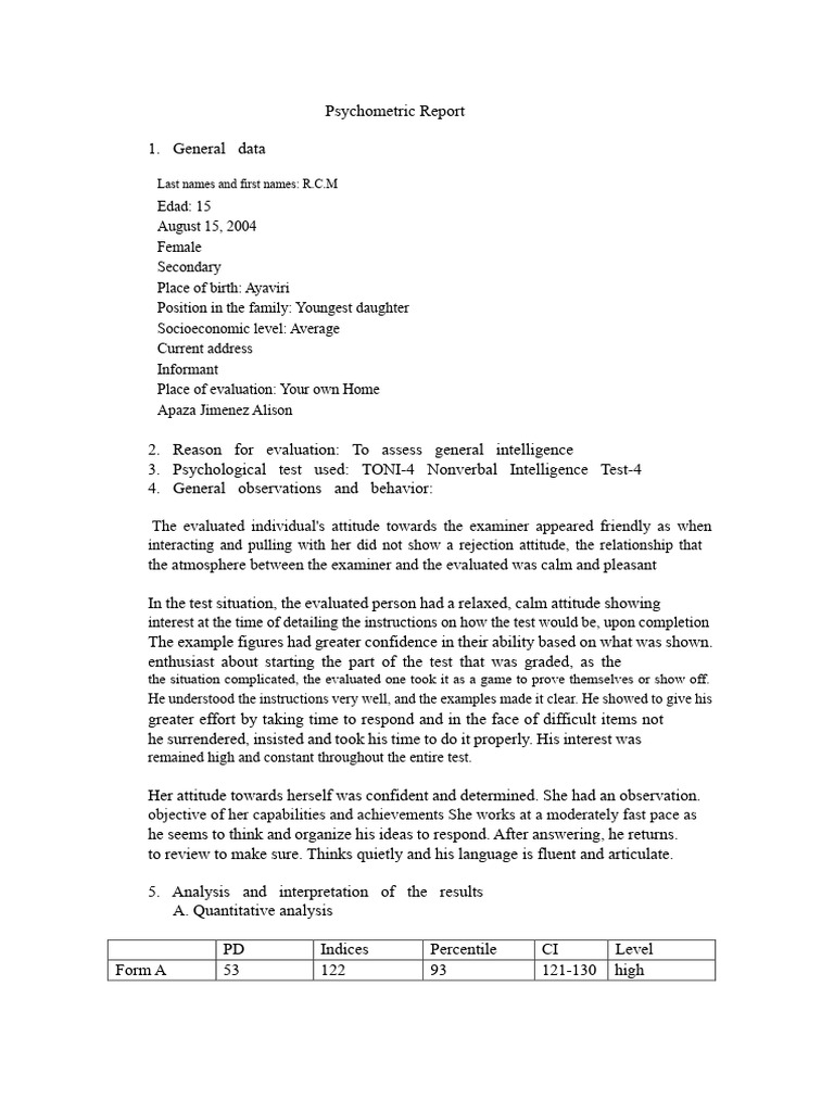 Report Toni 4 | PDF | Intelligence Quotient | Intelligence