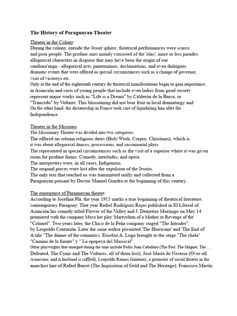 The History of Paraguayan Theater | PDF | Paraguay
