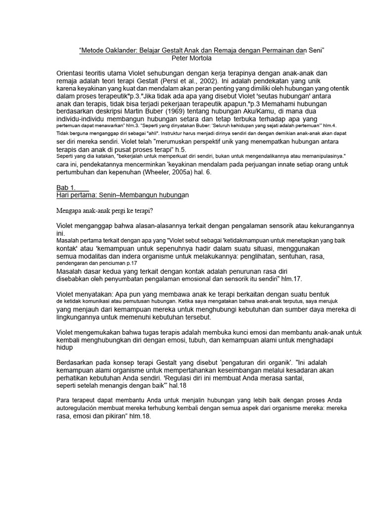 Metode Oaklander: Terapi Gestalt Anak | PDF