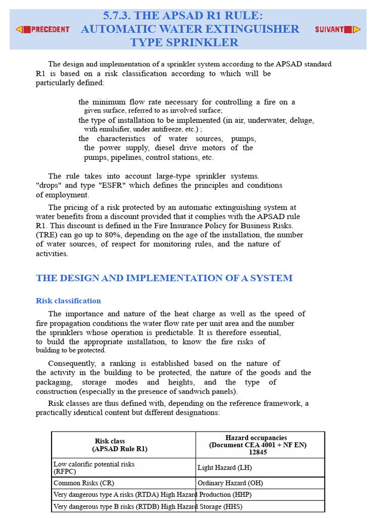 5.7.3. The Apsad R1 Rule: Automatic Water Extinction, Sprinkler Type | PDF | Fire Sprinkler System