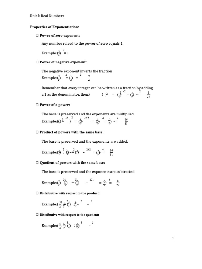 Properties of Exponentiation and Radication | PDF | Exponentiation | Arithmetic