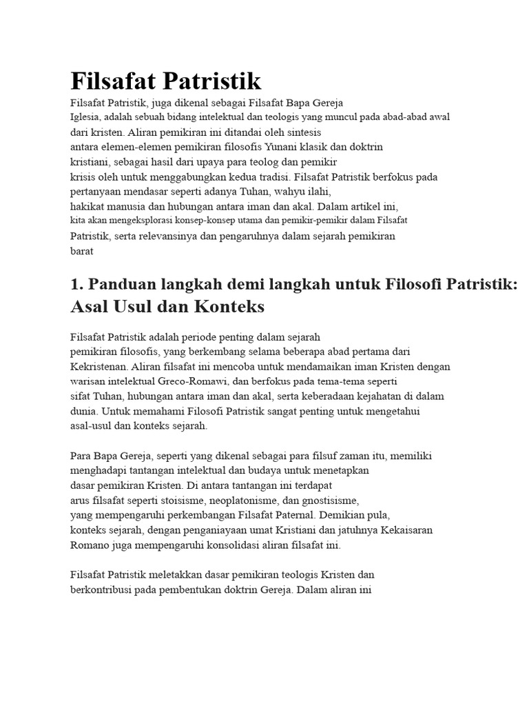 Filsafat Patristik Lect | PDF