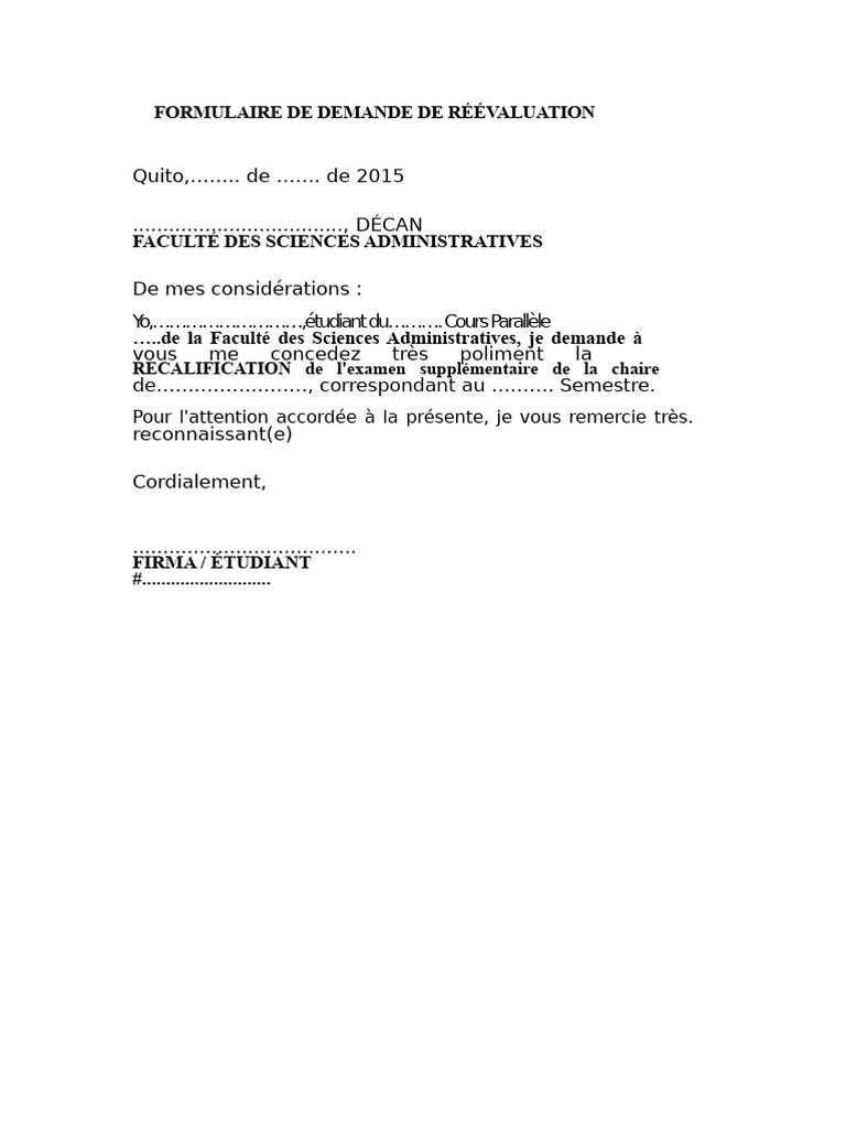 Format de Demande de Requalification | PDF