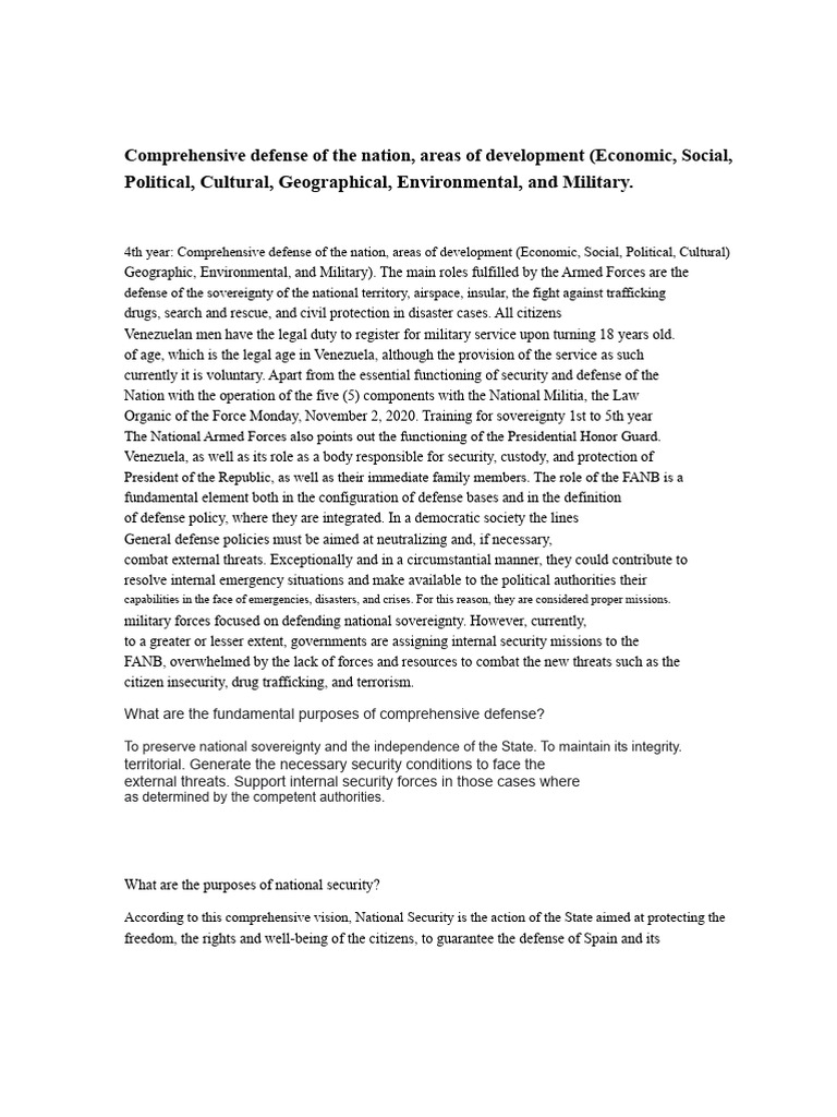 Venezuela's Comprehensive National Defense Overview | PDF | National ...