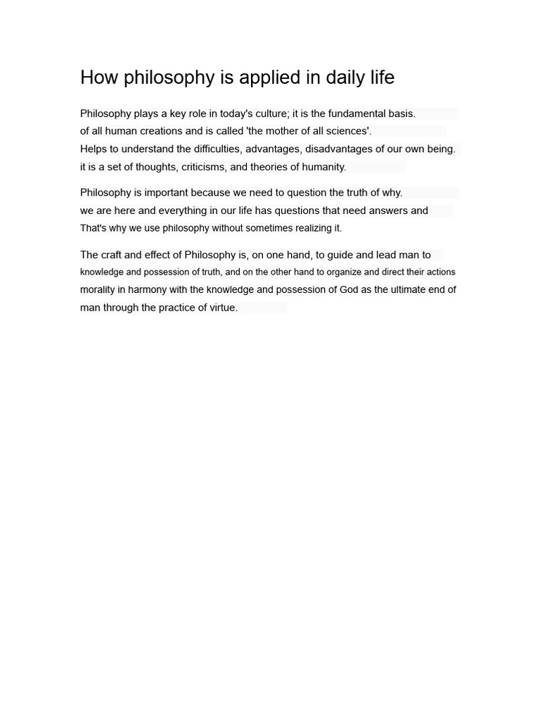 Applying Philosophy in Daily Life | PDF