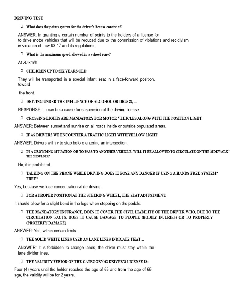 DRIVING TEST | PDF | Driving | Traffic