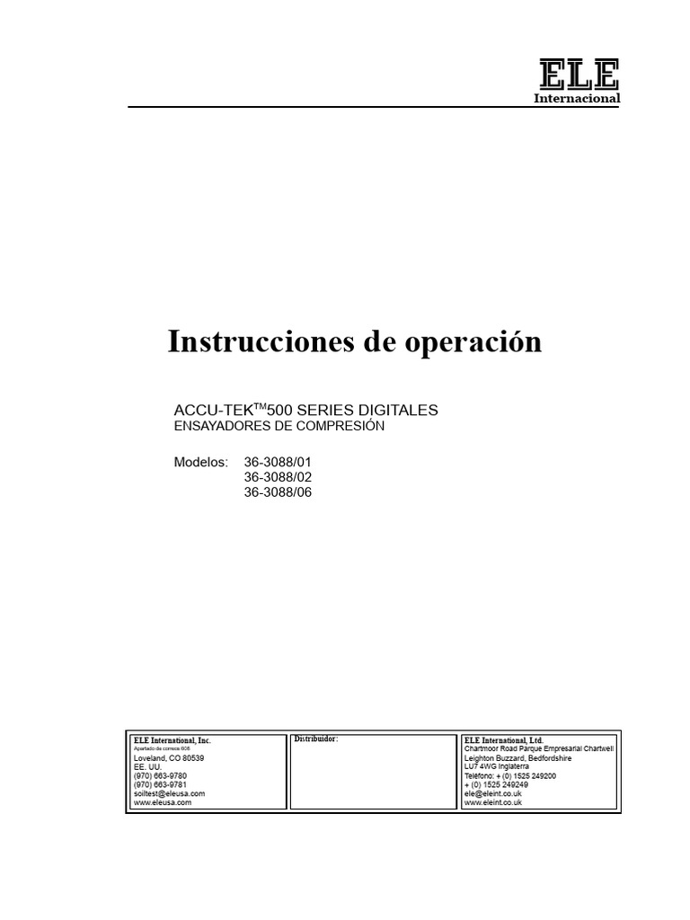 Manual ELE Internacional Máquina de Compresión | PDF | Tornillo | Bomba