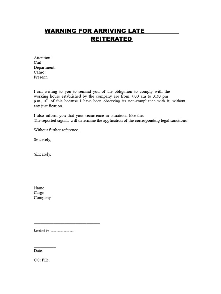Late Arrival Warning Notice | PDF