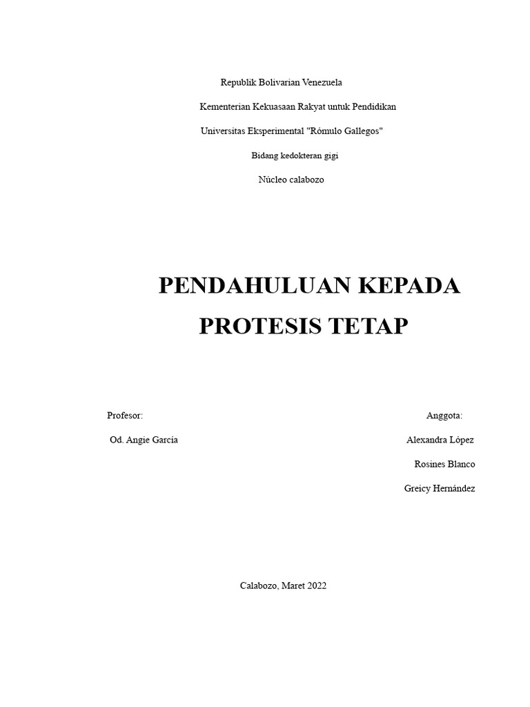 Panduan Protesa Gigi Tetap dan Fungsinya | PDF