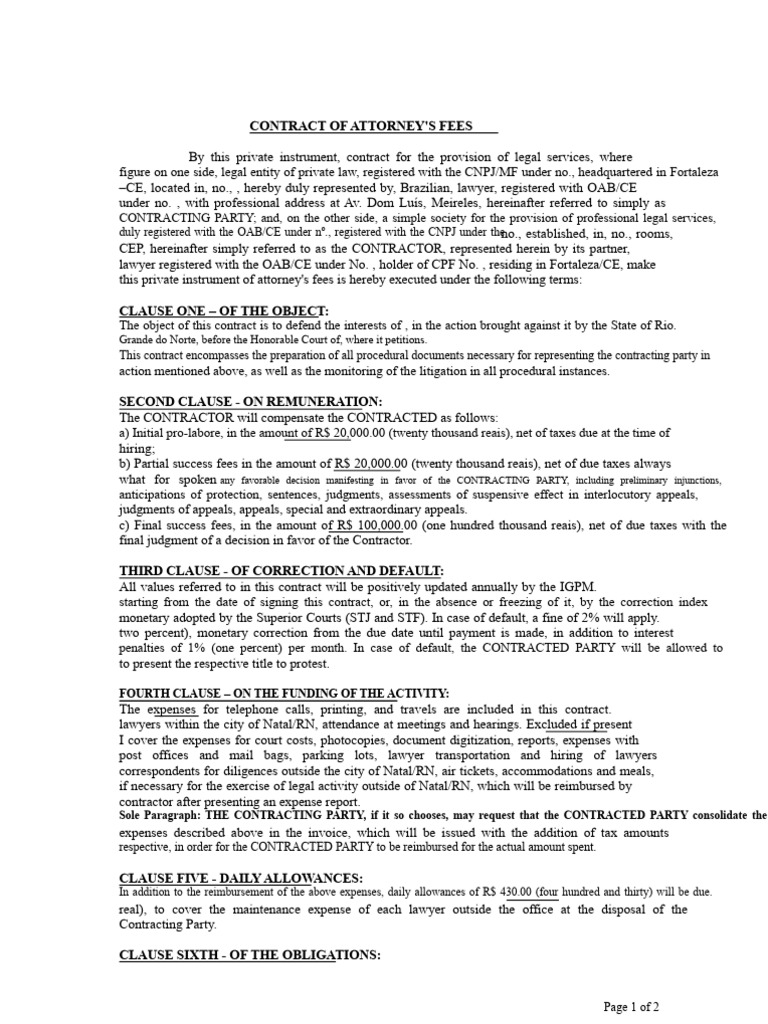 Attorney's Fees Contract Overview | PDF | Lawyer | Public Law