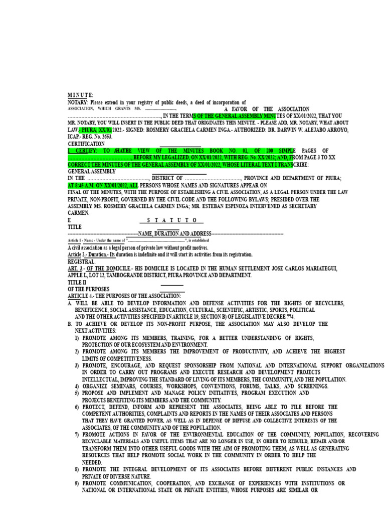 Model of Association Constitution | PDF | Presidents Of The United ...