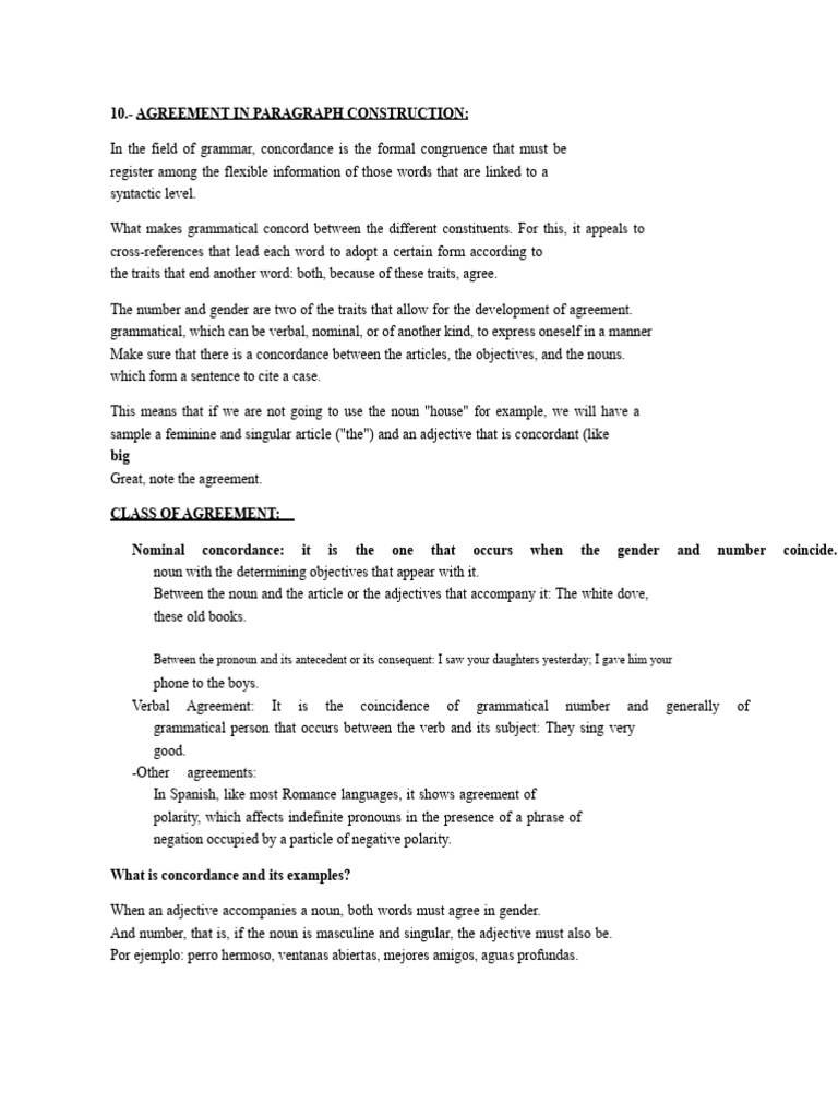Grammatical Concordance Explained | PDF