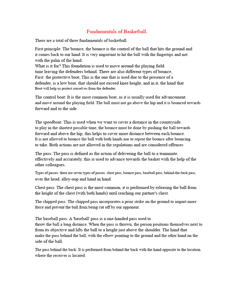 Main Fundamentals of Basketball | PDF | Sports Rules And Regulations ...