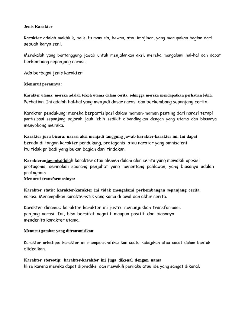 Jenis Karakter Teater | PDF