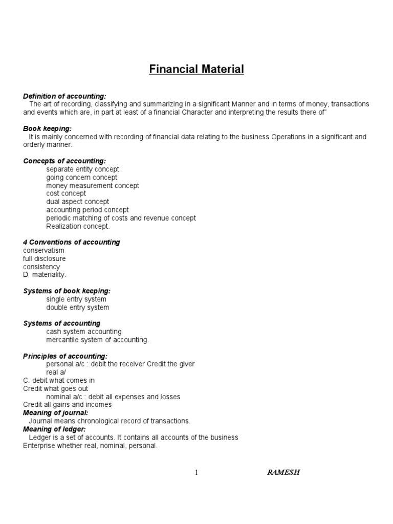 Financial Material: Definition of Accounting | PDF | Option (Finance ...