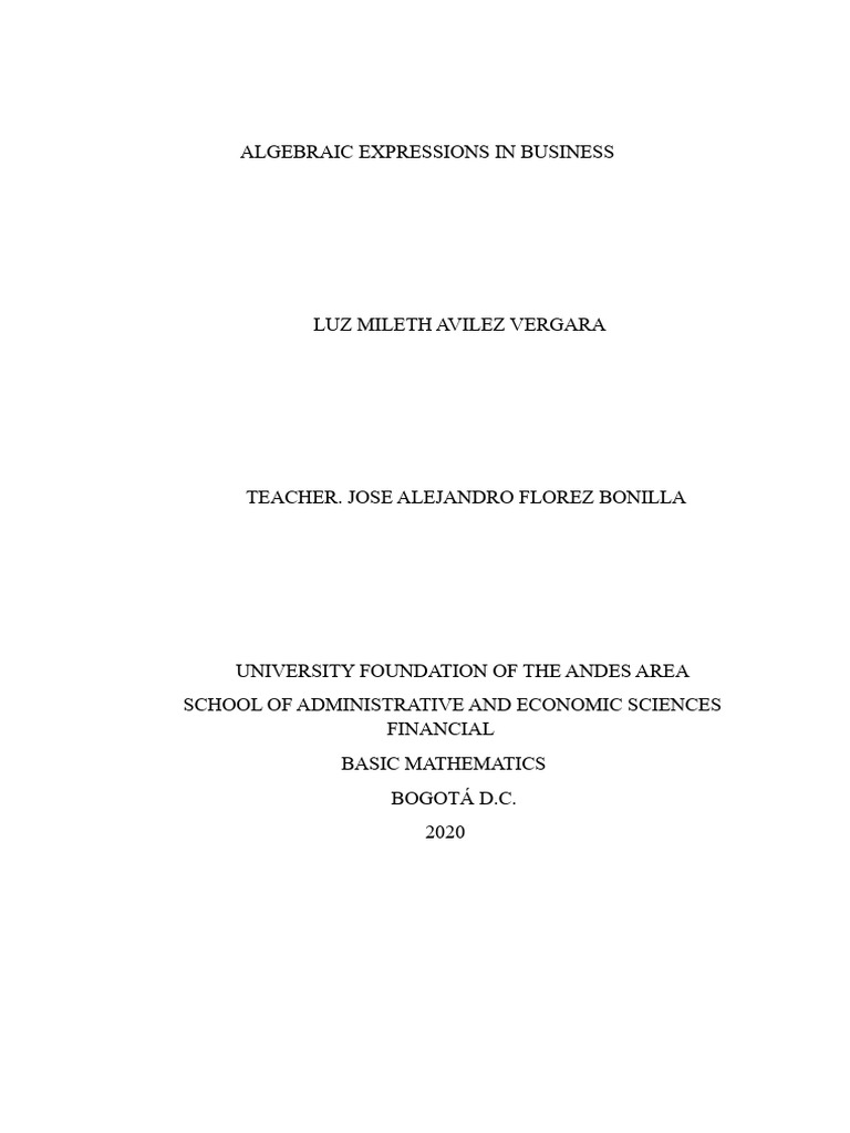 Algebraic Expressions in Business | PDF | Profit (Economics) | Algebra