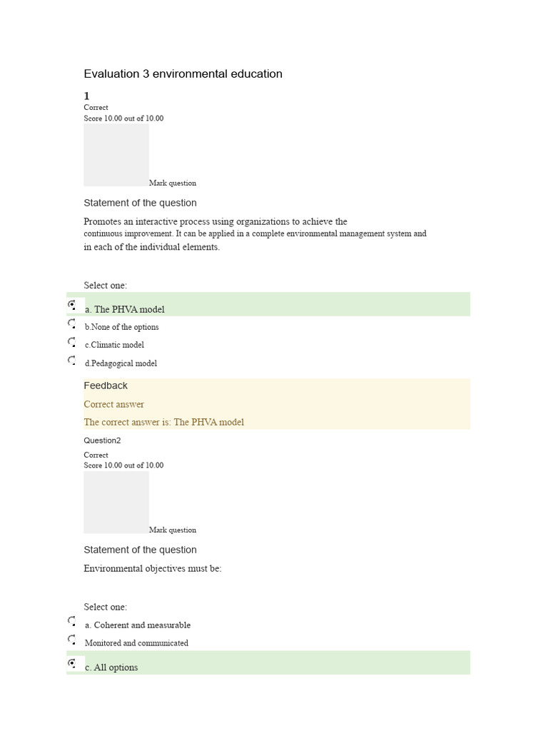 Evaluation 3 Environmental Education | PDF | Business