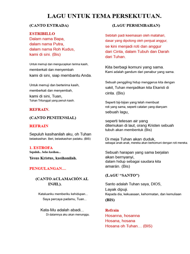 Lagu Tema Persekutuan Kristen | PDF