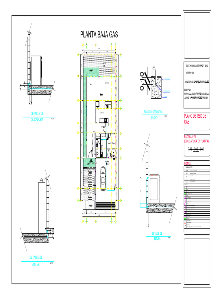 Plano de Instalación de Gas y Sanitarios | PDF | Plomería | Herramientas