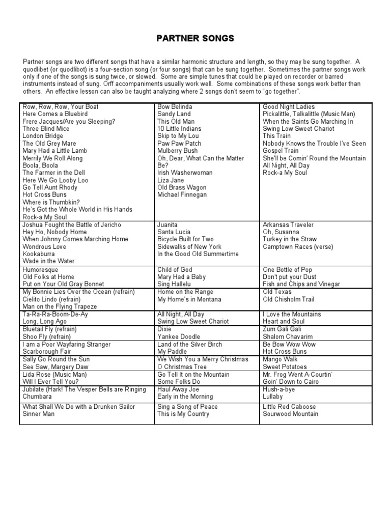 Partner Songs | PDF | Songs | Folk Music