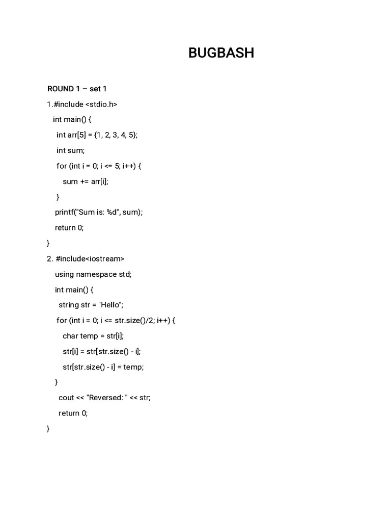 Bugbash Set 3 Round 1 | PDF
