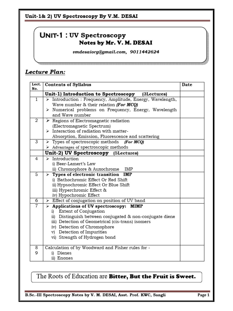 UV Spectroscopy Notes by V.M. Desai | PDF | Spectroscopy ...