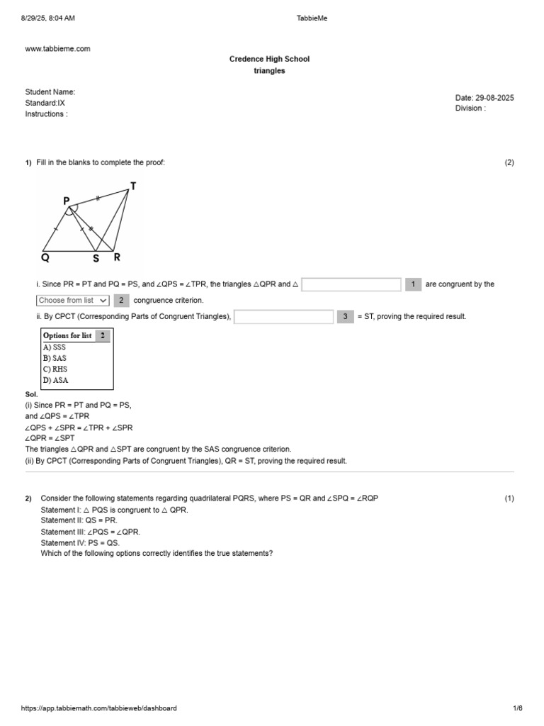 Triangle Congruence Proofs and Criteria | PDF | Triangle | Triangle ...