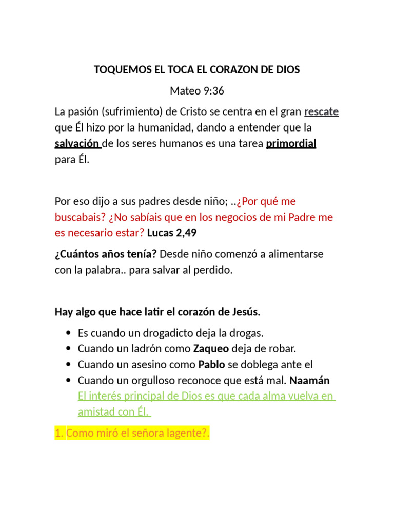 Lo Que Toca El Corazón de Dios | PDF | Jesús | Contenido del Nuevo ...
