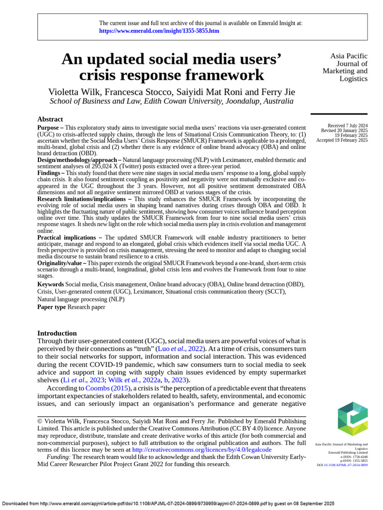 An Updated Social Media Users' Crisis Response Framework | PDF ...
