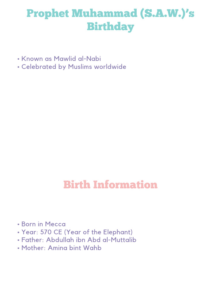 Prophet Muhammad (S.A.W.) 'S Birthday: - Known As Mawlid Al-Nabi ...