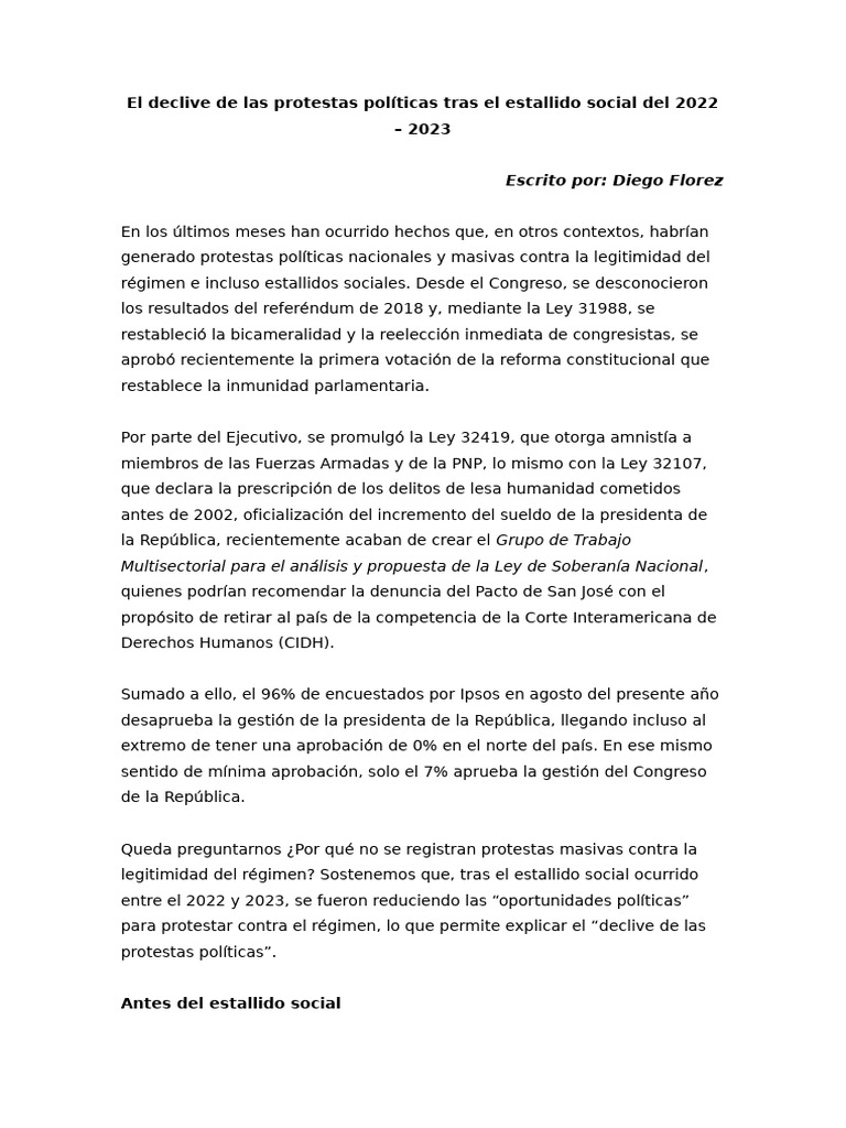 Declive de Protestas Políticas 2023 | PDF | Gobierno