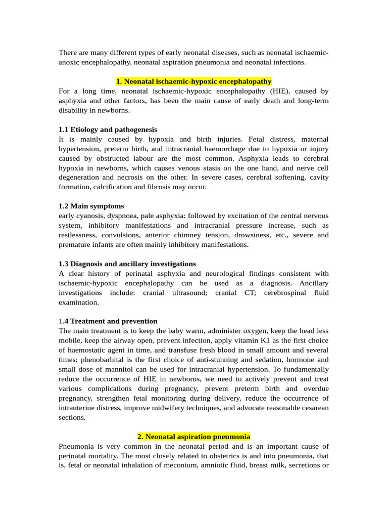 Common Neonatal Disorders | PDF | Childbirth | Prenatal Development
