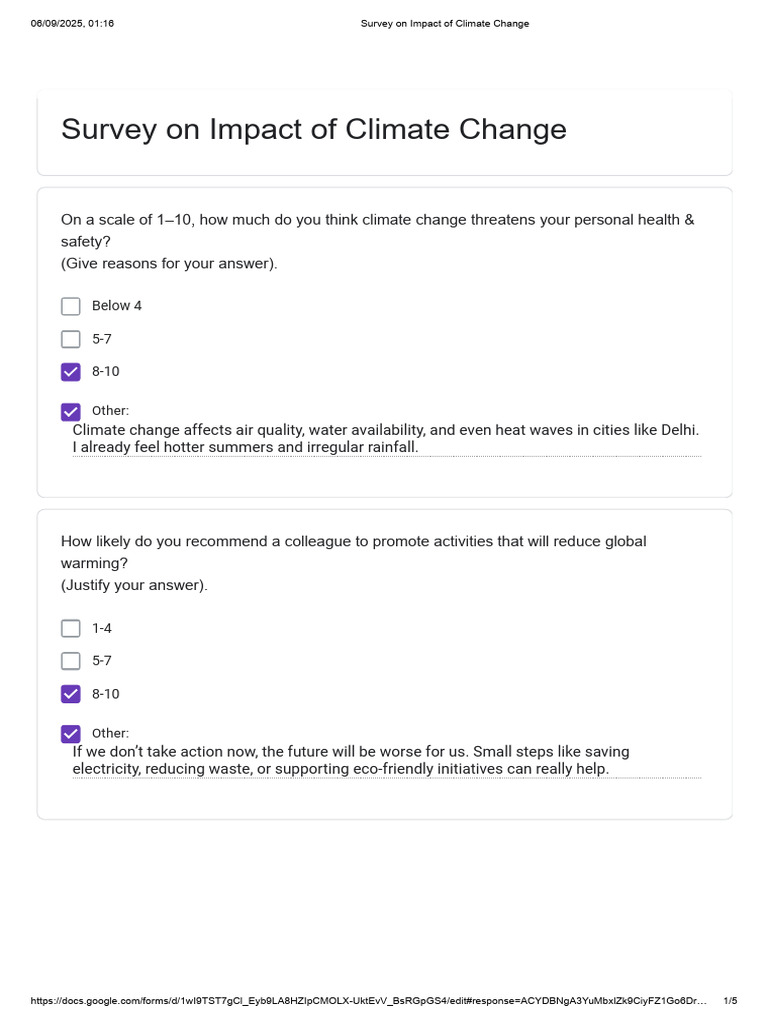 Survey On Impact of Climate Change - Google Forms | PDF | Climate ...