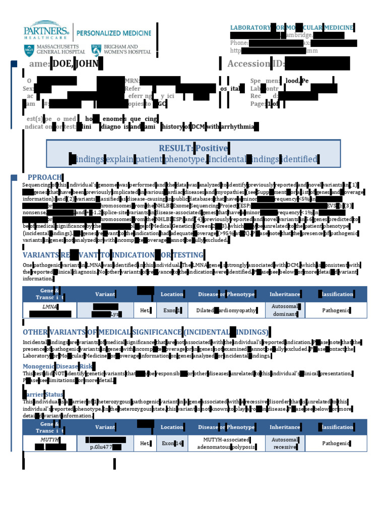 Genetic Testing Report for DCM and Variants | PDF | Life Sciences ...
