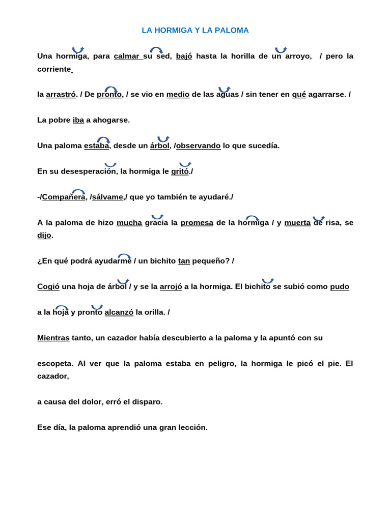 La lección de la hormiga y la paloma | PDF