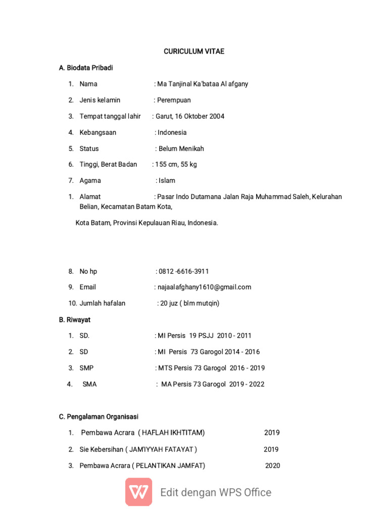 Curiculum Vitae Naja | PDF