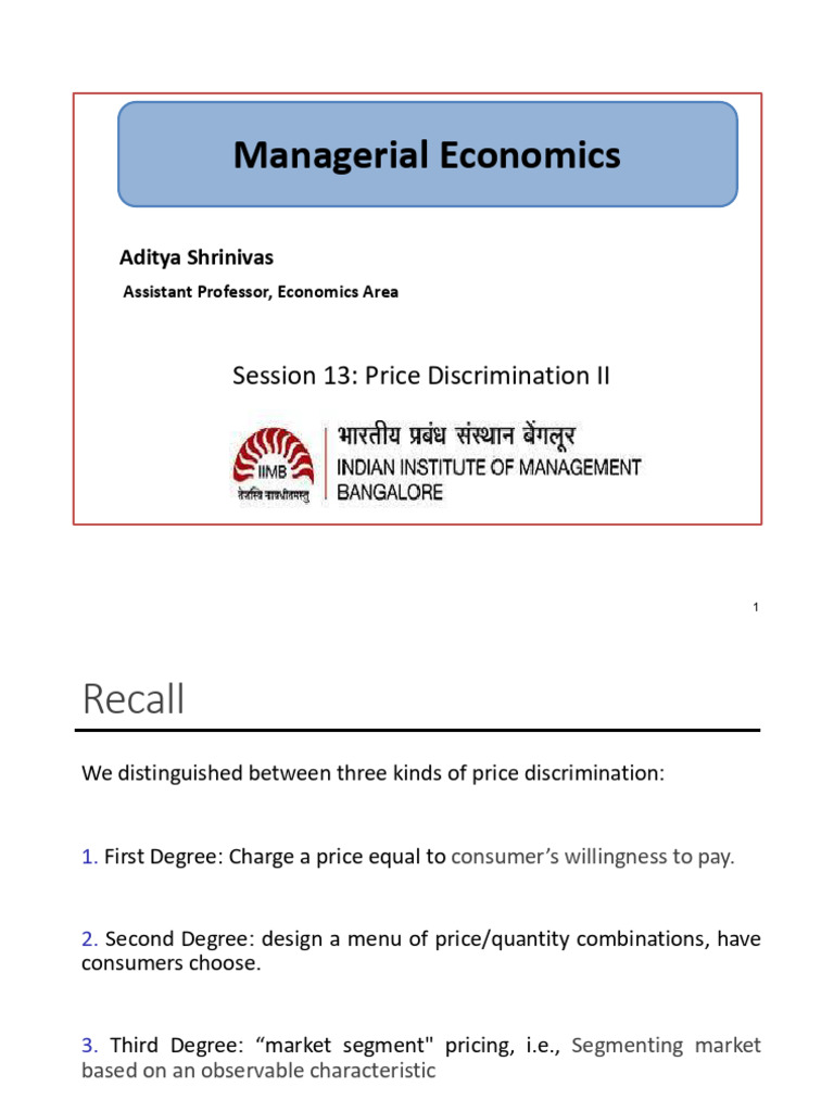 Lecture 13 Price Discrimination II | PDF | Price Discrimination | Pricing