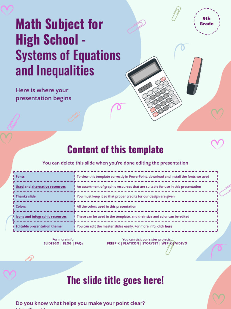 Math Subject For High School - 9th Grade - Systems of Equations and ...